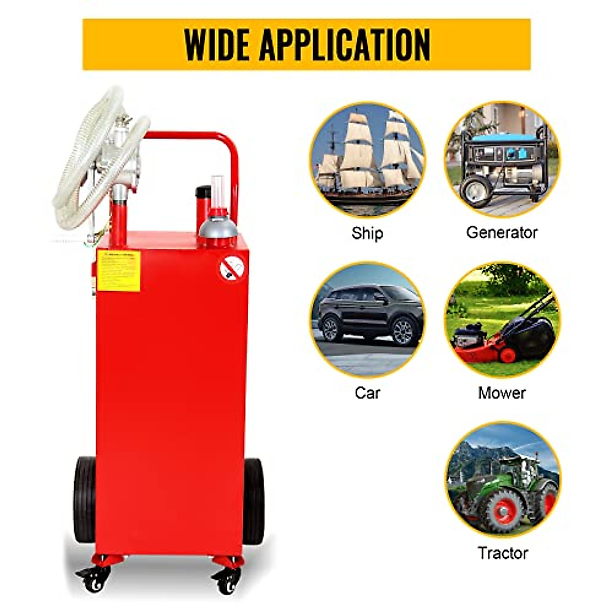 KODOM 30 Gallon Gas Caddy, Portable Fuel Storage Tank, Large Gasoline Container Diesel Can with Pump Rolling and Solid Rubber Wheels for Boat, ATV, Car, Motorcycle,UTV (Red)