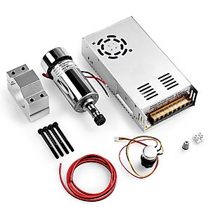 Genmitsu Air-Cooled 300W Brush DC Spindle Motor with 0-48V Output Adjustable Switching Power Supply, 52mm Clamp & ER11 Collet, ideal for CNC Machining
