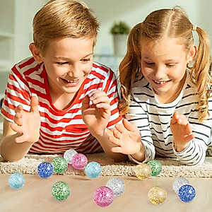 Ayfjovs 24PCS Glitter Bouncy Balls for Kids Party Favors, 32mm 6 Colors Rubber Bounce Balls Bulk, Easter Bag Filling, Easter Basket Stuffers