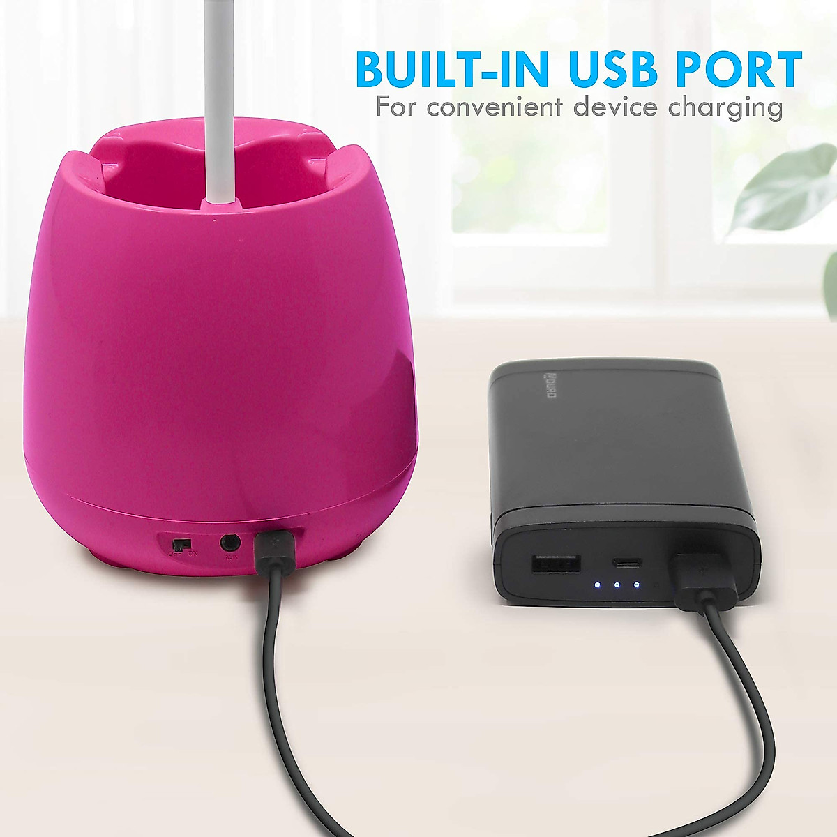 Aduro U-Light Aduro U-Light Desk Lamp Table Light with Wireless Speaker & Phone Stand Desk Organizer, Flexible Gooseneck Table Lamp - Perfect for Home Office Pink