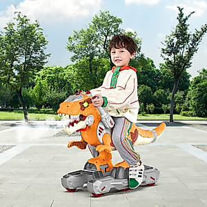 Sethland Dinosaur Ride On Toys, Ride On Cars for Kids with Music and Light, Children Scooter Foot-to-Floor Walker, Ride on Toy Indoor Outdoor for Preschool Kids