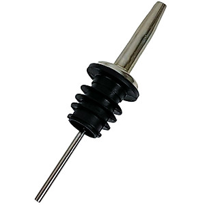 Spill Stop Chrome Tapered Pourer Dispenser Spouts with Poly-Kork, 12-Units, Black / Silver