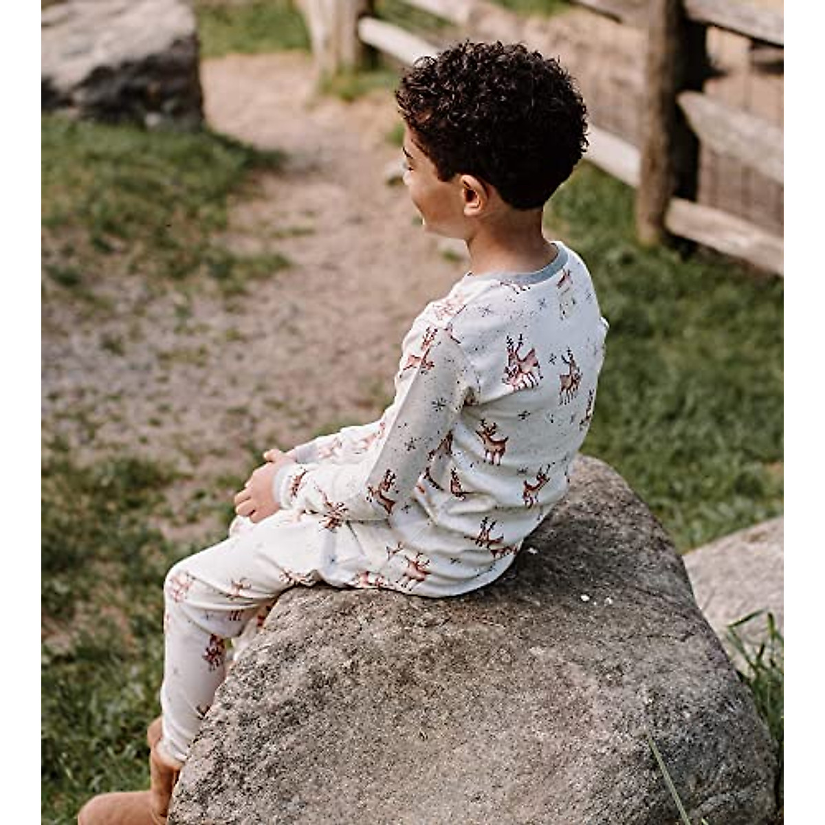 Burt's Bees Baby Baby Girls' Kids 2-Piece Family Jammies, Matching Holiday, Organic Cotton Pjs Pajama Set, Dasher and Dancer, 10 Years