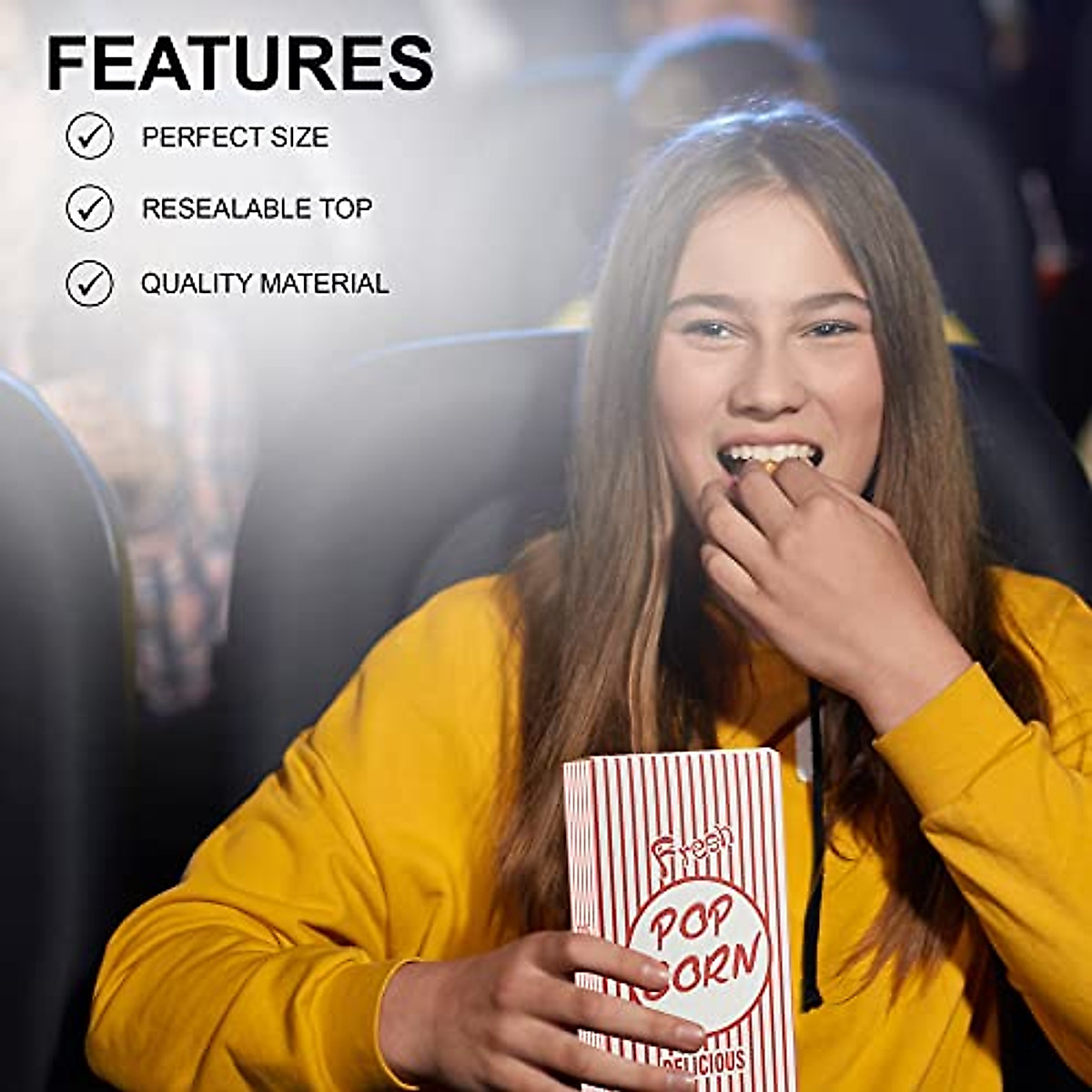 MT Products Popcorn Boxes for Party - 0.74 oz. (Pack of 50) - #1 Popcorn Buckets With Close Top - Great for Movie Theater, Circuses, and Stadium