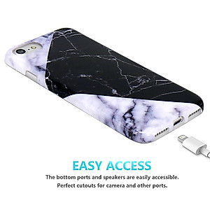 iPhone 7 Case, iPhone 8 Case, JAHOLAN White Black Geometric Marble Design Slim Shockproof Flexible Glossy TPU Soft Case Rubber Silicone Cover for Apple iPhone 7 / iPhone 8