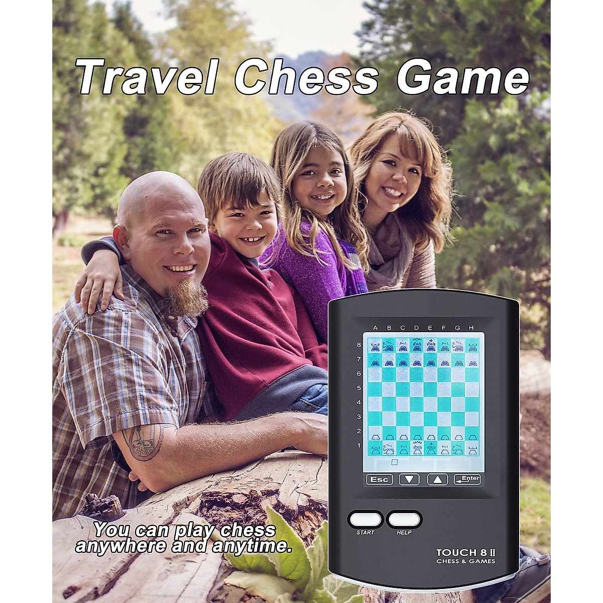 Vonset Touch Electronic Chess 8 in 1 Chess Handheld Electronic Chess Game for Kids and Adults to Learn Chess Travel Chess Set with Stylus Large LCD Display Gift