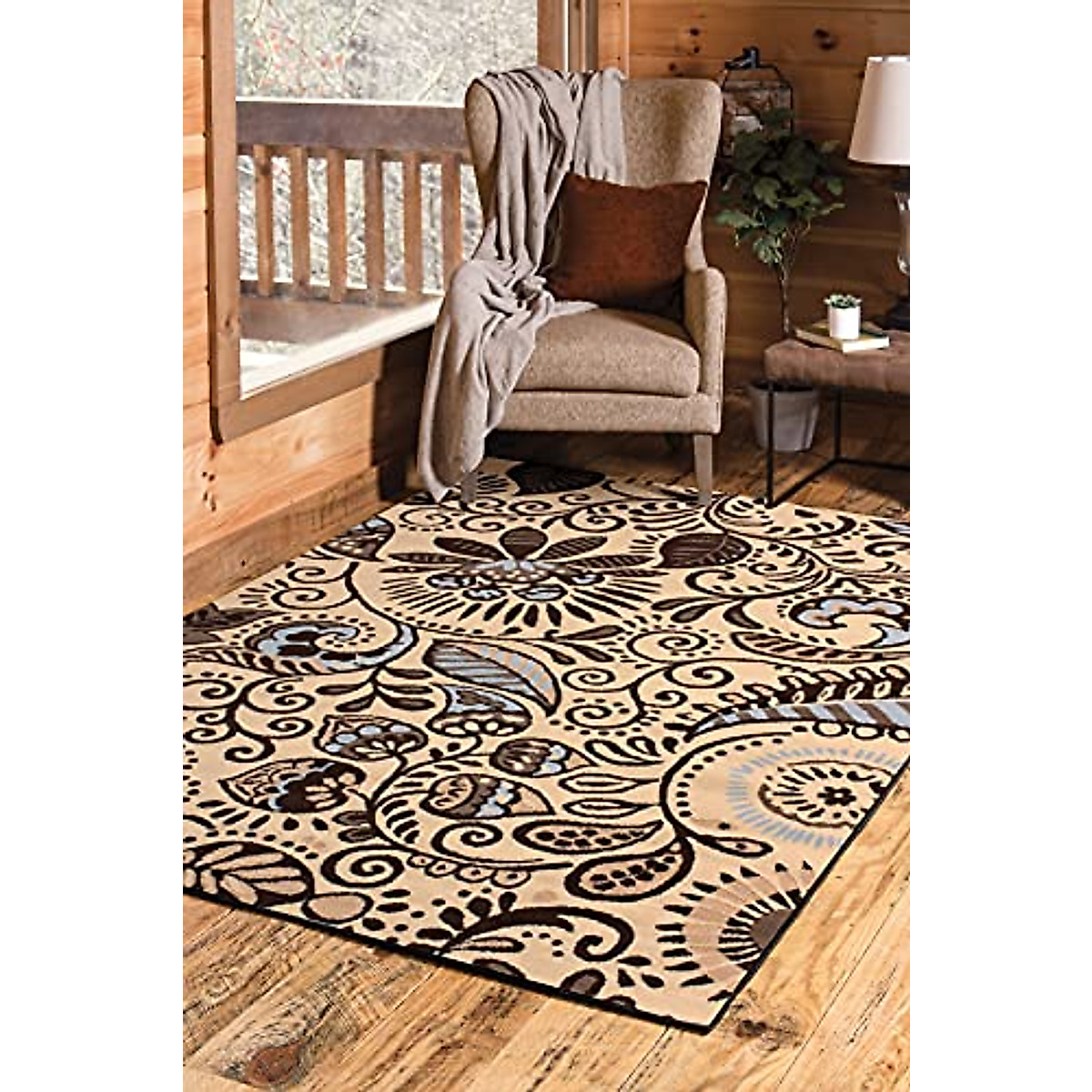 United Weavers Dallas Bandanna Area Rug - Blue, 8x11, Paisley Indoor Rug with Graphic Pattern, Jute Backing