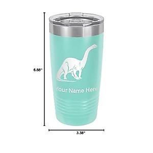 LaserGram 20oz Vacuum Insulated Tumbler Mug, Brontosaurus Dinosaur, Personalized Engraving Included (Teal)
