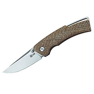 JIN D2 Folding Knife Mens Pocket Knife, EDC Knives with Liner Lock Ball Bearing Flipper Knife, Micarta Handle