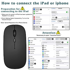 UrbanX Bluetooth Rechargeable Mouse for Dell Latitude 7390 Laptop Bluetooth Wireless Mouse Designed for Laptop/PC/Mac/iPad pro/Computer/Tablet/Android Midnight Black