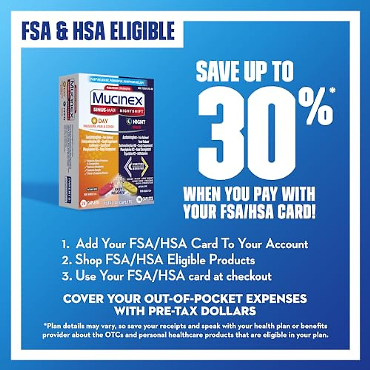 Mucinex Sinus-Max Day Pressure, Pain & Cough & Nightshift Night Sinus Medicine for Adults, Day/Night Combo Pack for Sore Throat Relief, Nasal Congestion Relief, Cough & Cold Medicines, 40 Caplets