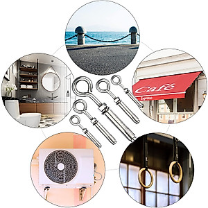 Shoulder Eye Bolts M10 Heavy Duty Shoulder Lag Eyebolts, Stainless Steel Expansion Screws Wall Concrete Anchors Fastener with Nut for Wall Ceiling Concrete Masonry, 10PCS