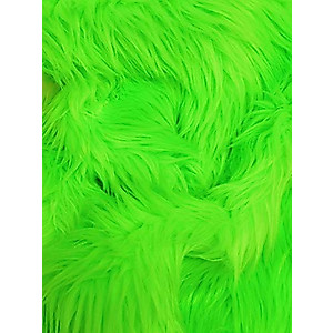 UV Reactive Solid Shaggy Faux Fur Fabric Sold by The Yard DIY Coats Costumes Scarfs Accessories Fashion (Neon Green)