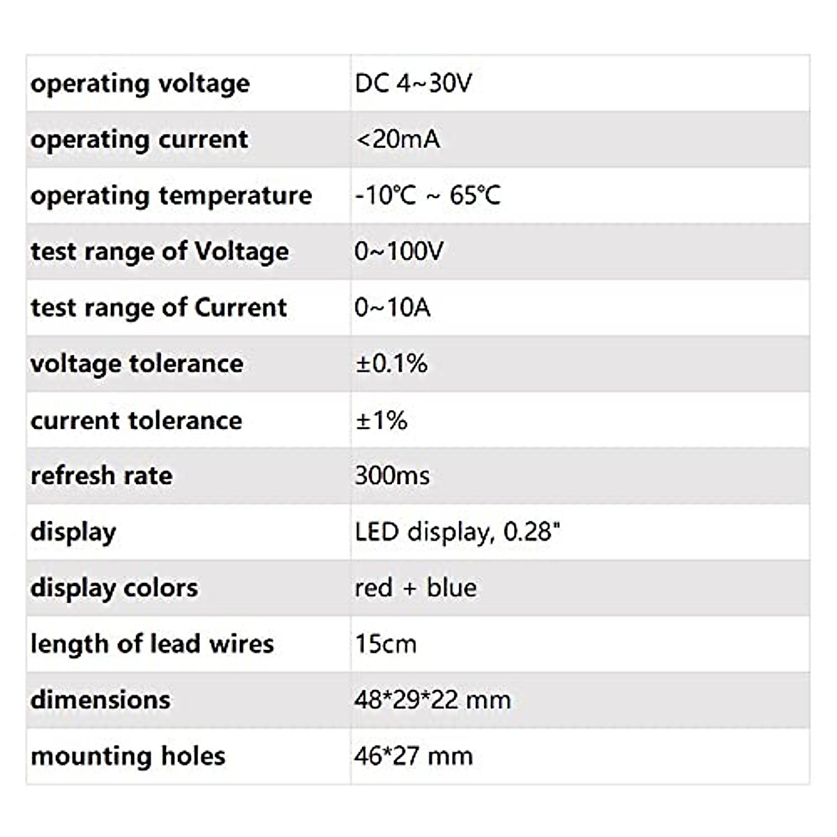 Digital Voltmeter and Ammeter 100V 10A, Volt Meter Led Display 3 bits Red and Blue, Voltage and Current Monitor of The Electronic Circuit, Measure Instrument