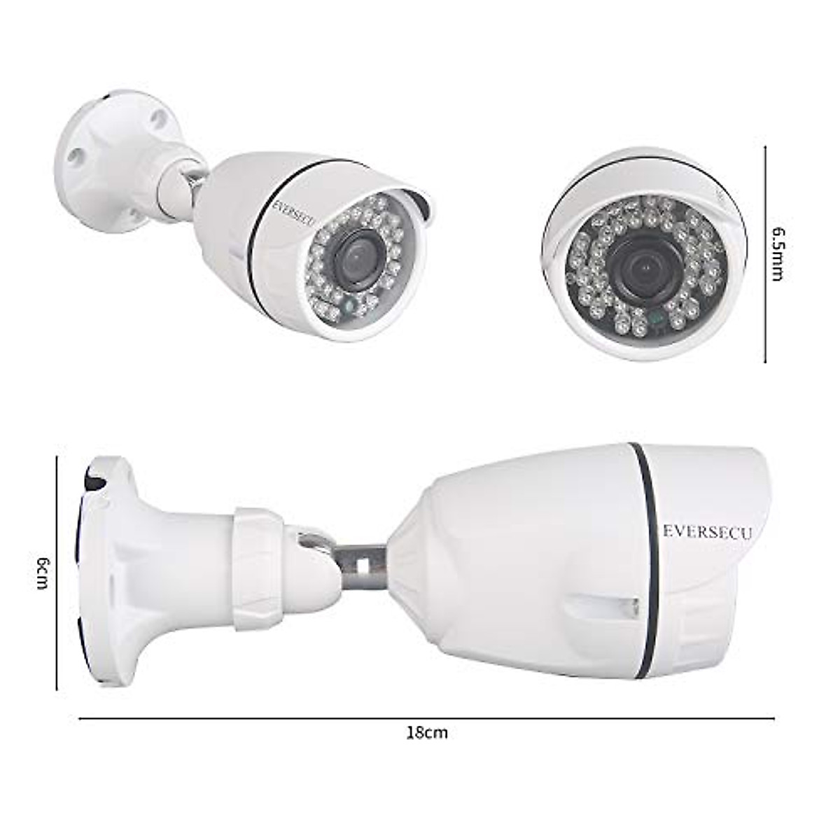 Eversecu 8 Channel Wired Security Camera System 1080P Lite DVR and (8) 2.0MP 1080P Weatherproof Cameras Support Night Vison Weatherproof, Motion Alert, Smartphone, PC Easy Remote Access