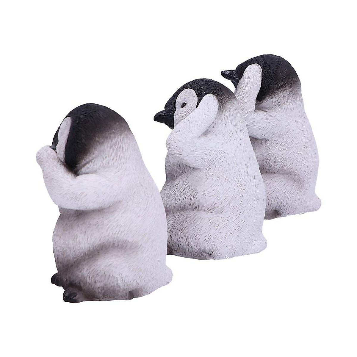Nemesis Now U4921R0 See No, Hear No, Speak No Evil Emperor Penguin Chick Figurines, Grey, One Size