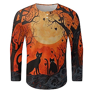 Muscularfit Target Online Shopping Halloween Costumes for Men 2023 Long Sleeve Casual Loose Pullover Waffle Button Up Shirts Crewneck Sweatshirts Clothes for Men Outfits Orange L