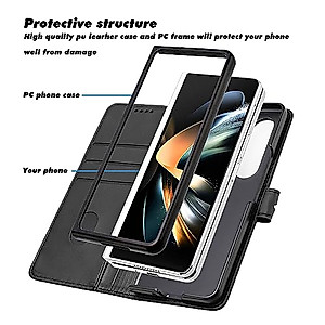 Asdsinfor Samsung Galaxy Z Fold 5 Case,Galaxy Z Fold 5 Wallet Case PU Leather with Credit Cards Holder Shockproof Flip Magnetic Protection Men Women Lady Phone Case for Galaxy Z Fold 5 Black HXPU