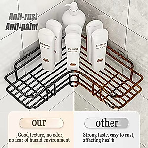 TEJDNLHMS Shower Caddy,Corner Shower Caddy,2-Pack Adhesive Bathroom Shelf with Soap Holder and Hooks,Waterproof, rustproof wall-mounted Bathroom set for bathroom,dorm and kitchen,Toilet (Matte Black)