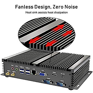 msecore Mini Industrial PC, Rackmount Fanless Computers, Wall-mountable Desktop with i3-4005U, 8GB RAM, 128GB SSD, VGA, HDMI, 2xCOM RS232, WOL, Windows 10 Pro