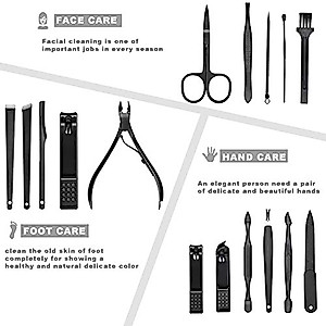16 Pieces Manicure Set with PU Leather Case, Personal Care Tool, Gifts for Men/Women, Anniversary, Christmas, Birthday, Married Couples Anniversary, Stocking Stuffers