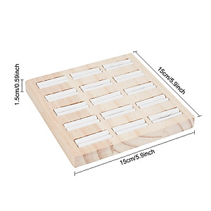 WEBEEDY Bamboo Ring Display Tray 15 Slots Ring Earrings Trays Showcase Display Jewelry Organizer Jewelry Storage Tray Organizer Ring Stand for Show(White)