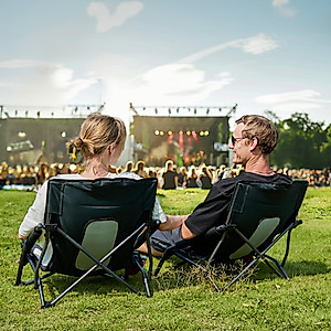 PORTAL Beach Camping Folding Chairs for Adults Low Lightweight Portable Chair with Cup Holder High Mesh Back Carry Bag for Outdoor, Lawn, Sand, Travel, Picnic, Festival, Concert, BBQ, Sports, 300LBS