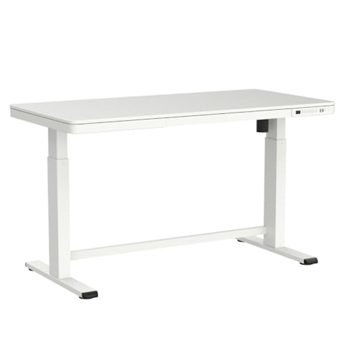 FLEXISPOT 55" White Electric Standing Desk with Drawers, Quick Assembly Home Office Sit Stand Desk with Storage, USB Charging, Computer Desk for Home Office (White Top + Adjustable Frame, Comhar)