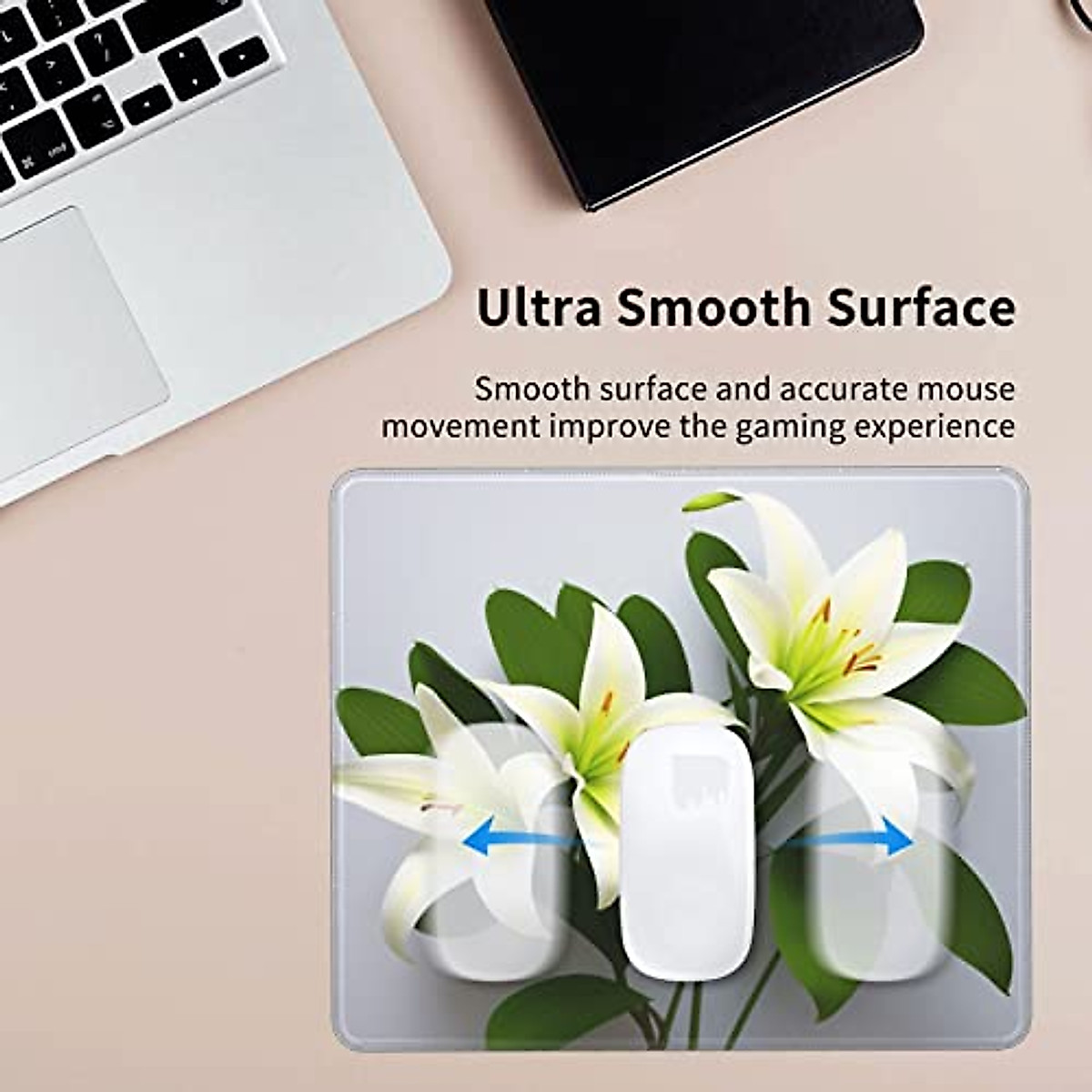 Lily Flowers Mouse Pads for Laptop and PC, 12"x10" Mouse Pad for Office and Cute Gaming Pads.