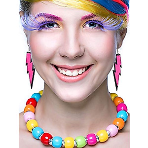 Gejoy 3 Pairs Women Fashion Retro Neon Earrings for 80s Party or Retro Costume Party (Black, Purple, Rose Red)