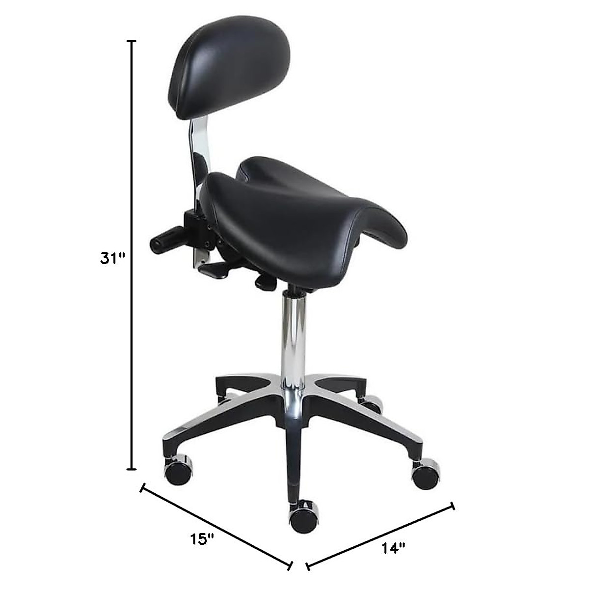 AmeriCan Goods Professional Rimostool Deluxe Sleek Saddle Series Dental Rolling Saddle Seat Cusion Chair for Doctor's Office (Cobalt)