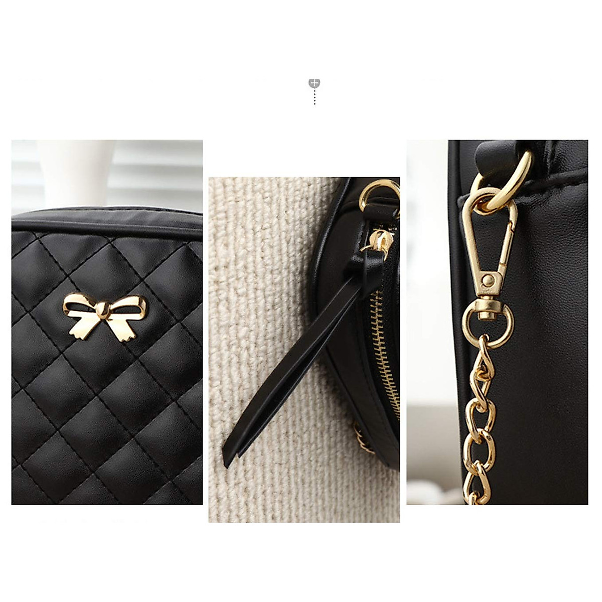 H HANBELLA - A FASHION TRENDY COLLECTION. FOREVER. - Womens and Girls Black Crossbody Bag Quilted Leather Pocketbook Handbag - Teen Girls Shoulder Purses Cute Satchel