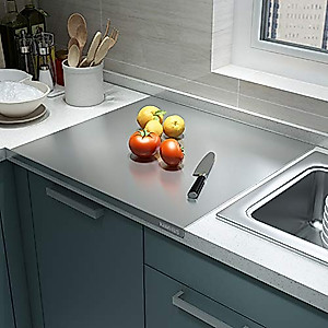 KORVOS 304 Cutting Boards, Large Stainless Steel Cutting Chopping Boards, Heavy Duty Baking Board with Lip for Kitchen, Pastry Board for Meat, Vegetables, Bread (size:23.6" X 19.6")