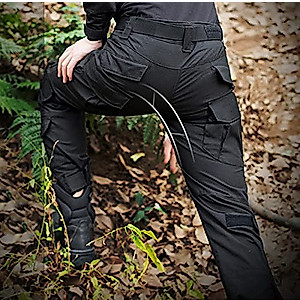 JOYASUS Mans Tactical Pants, Combat BDU Black Pants with Knee Pads for Men Hunting Airsoft Paintball