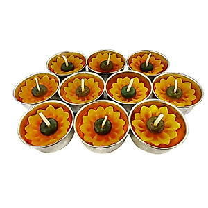 HukDok Flower Shape Tealight Candles for Birthday Party Home Décor Spa Wedding Anniversary Valentine's Day Mother's Day Celebration Baby Shower Decoration. (Sunflower)