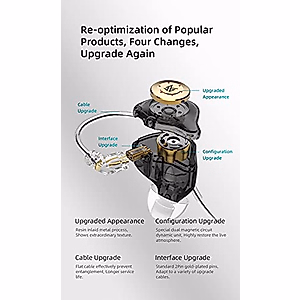 ERJIGO EDXPro KZ EDX Pro In-Ear Monitors, HiFi stereo Stage/Studio IEM Wired Noise Isolating Sport Earphones/Earbuds/Headphones with Detachable Cable for Musician Audiophile (Without Mic, Transparent)