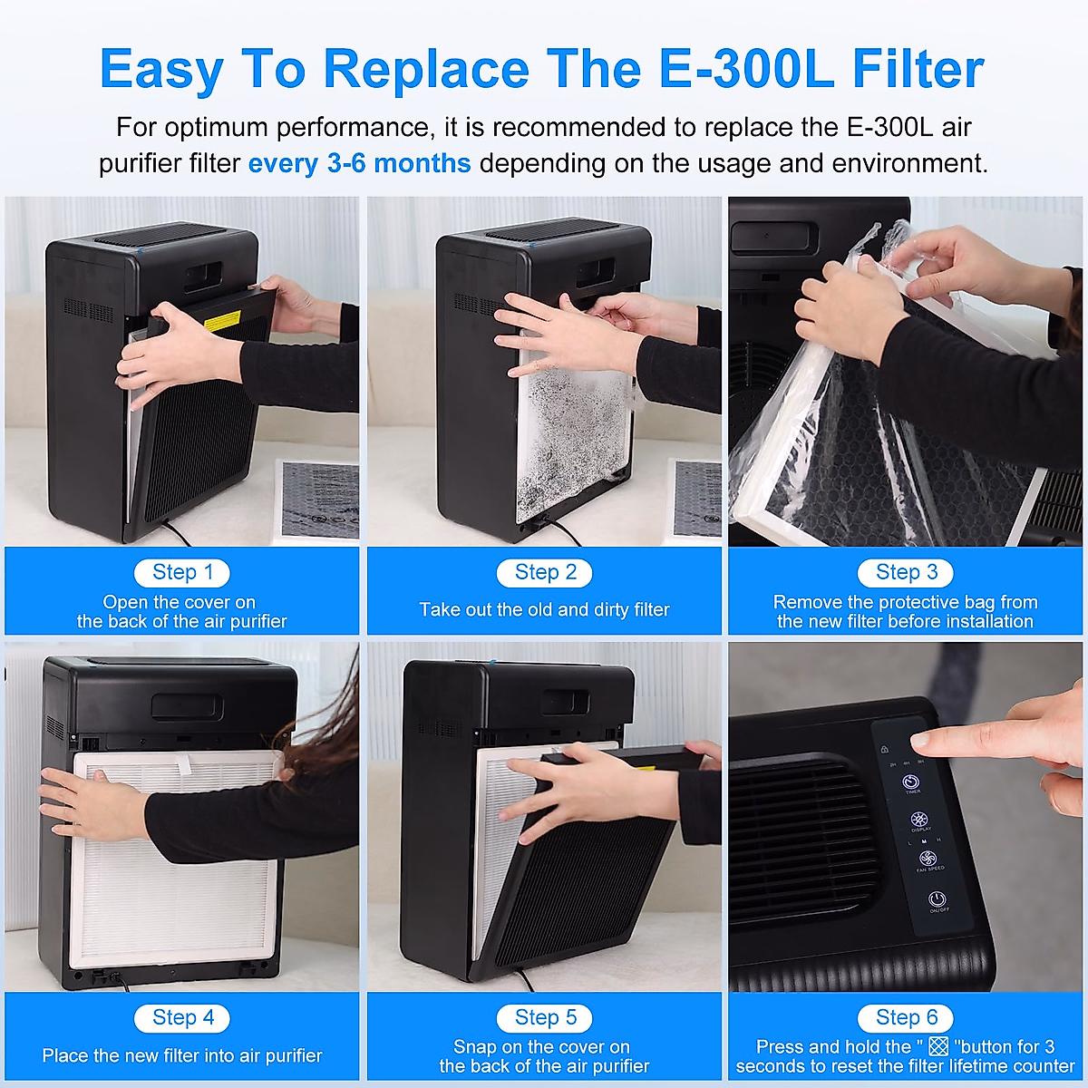 Official H13 Replacement Filter Compatible with MOOKA and MOOKA FAMILY E-300L Air Purifiers