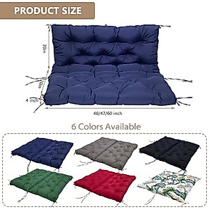 Gollense Outdoor Swing Cushions for Outdoor Furniture Waterproof 2-3 Seater Bench Cushion Replacement 4" Thick with Backrest & Ties for Patio Backyard Garden, 47 x 40 Inch, Navy
