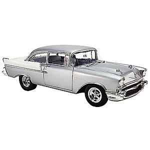1957 Chevy 150 Street-Strip Silver Metallic and White Limited Edition to 300 Pieces Worldwide 1/18 Diecast Model Car by Acme A1807016
