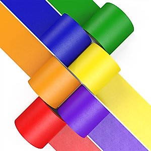 CHIYUNS Colored Masking Tape Rolls, 2 inch Wide Total 180 ft Long, Craft Tape Color Painters Tape Colorful Art Tape Rainbow Labeling Tapes Marking Tape for Kids Crafts Moving Classroom, 6 Colors