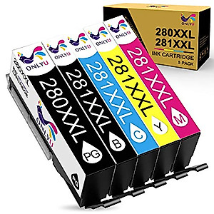 ONLYU Compatible Ink Cartridge Replacement for Canon 280 281 PGI-280XXL CLI-281XXL PGI 280 XXL CLI 281 XXL PIXMA TR7520 TR8520 TS6120 TS6220 TS6320 TS8220 TS8320 Printer (5 Packs)