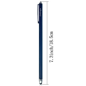 ColorYourLife Bundle of 3-Pack 7.3" Extra Long Thin Tip High Precision Universal Capacitive Stylus Pens for Touch Screens and Microfiber Cloth (Black)