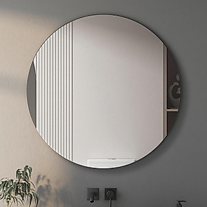 HESONTH Medicine Cabinet Round 28 Inch x 28 Inch Bathroom Cabinet Mirror, Circular Storage Cabinet Round Frameless Mirror Cabinet with Surface Mounted