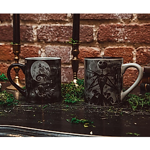 Disney The Nightmare Before Christmas Stormy Night Ceramic Mugs, Set of 2 | BPA-Free Small Coffee Cups