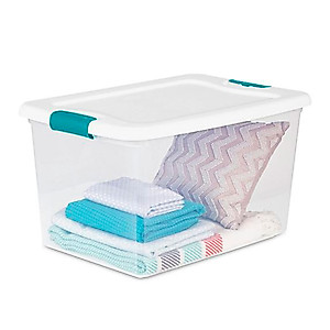 Sterilite 64 Quart Large Latching Stackable Clear Plastic Storage Tote Box, 12 Pack & Deep Clip Container Bins for Organization and Storage, 4 Pack
