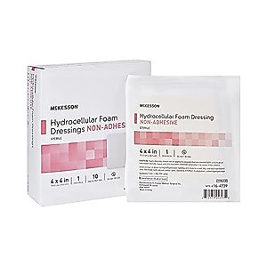 McKesson Hydrocellular Foam Dressings, Sterile, Non-Adhesive, Pad 4 in x 4 in, 10 Count, 10 Packs, 100 Total