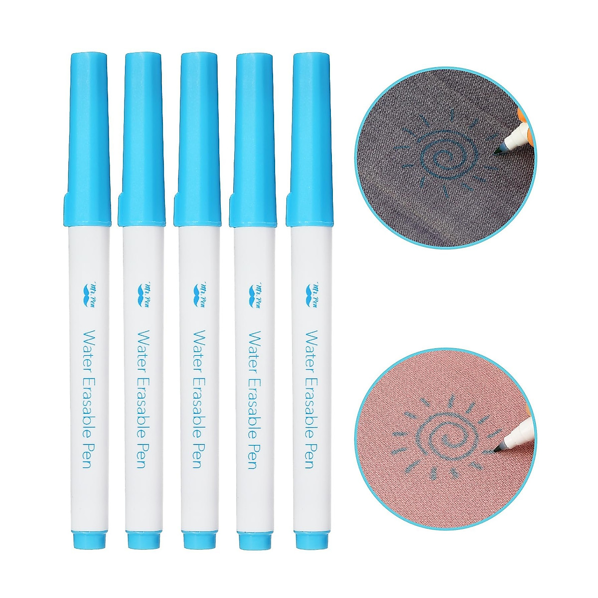 Mr. Pen- Fabric Markers for Sewing, 5 Pack, Blue, Erasable, Water Soluble Fabric Marker, Fabric Pens for Sewing Erasable, Washable Fabric Marker, Water Soluble Pen, Fabric Marking Pens for Sewing