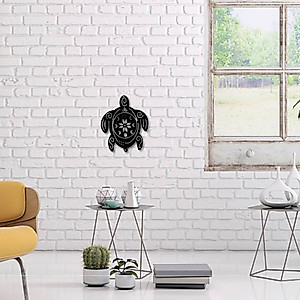 CREATCABIN Metal Sea Turtle Wall Art Sea Animal Beach Ocean Theme Wall Hanging Silhouette Sculpture Iron Sign for Indoor Outdoor Home Living room Kitchen Garden Office Decor Gift Black 12 x 10 Inch