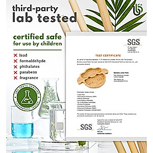 Bamboo Baby Plate with Suction - Kids and Toddler Suction Cup Plate for Babies, Non-toxic All-Natural Bamboo Baby Food Plate Stays Cool to the Touch for Baby-Led Weaning (Lamb - Green)