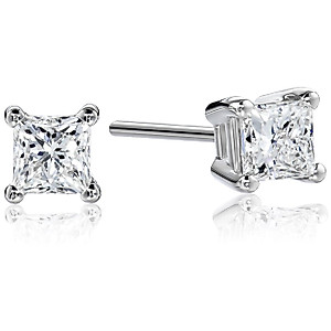 Amazon Collection IGI Certified Platinum Princess Diamond Stud Earrings (1/2 cttw, G-H Color, VS2 Clarity)